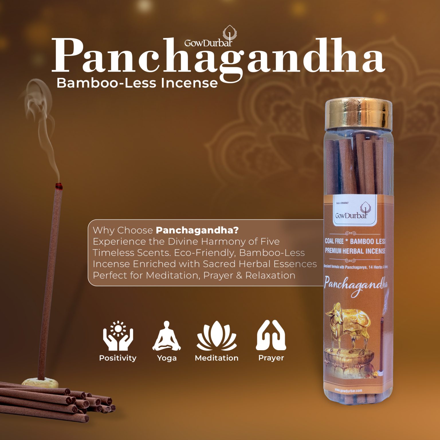 Panchagandha - Rejuvenating Bamboo Less Incense - Gowdurbar