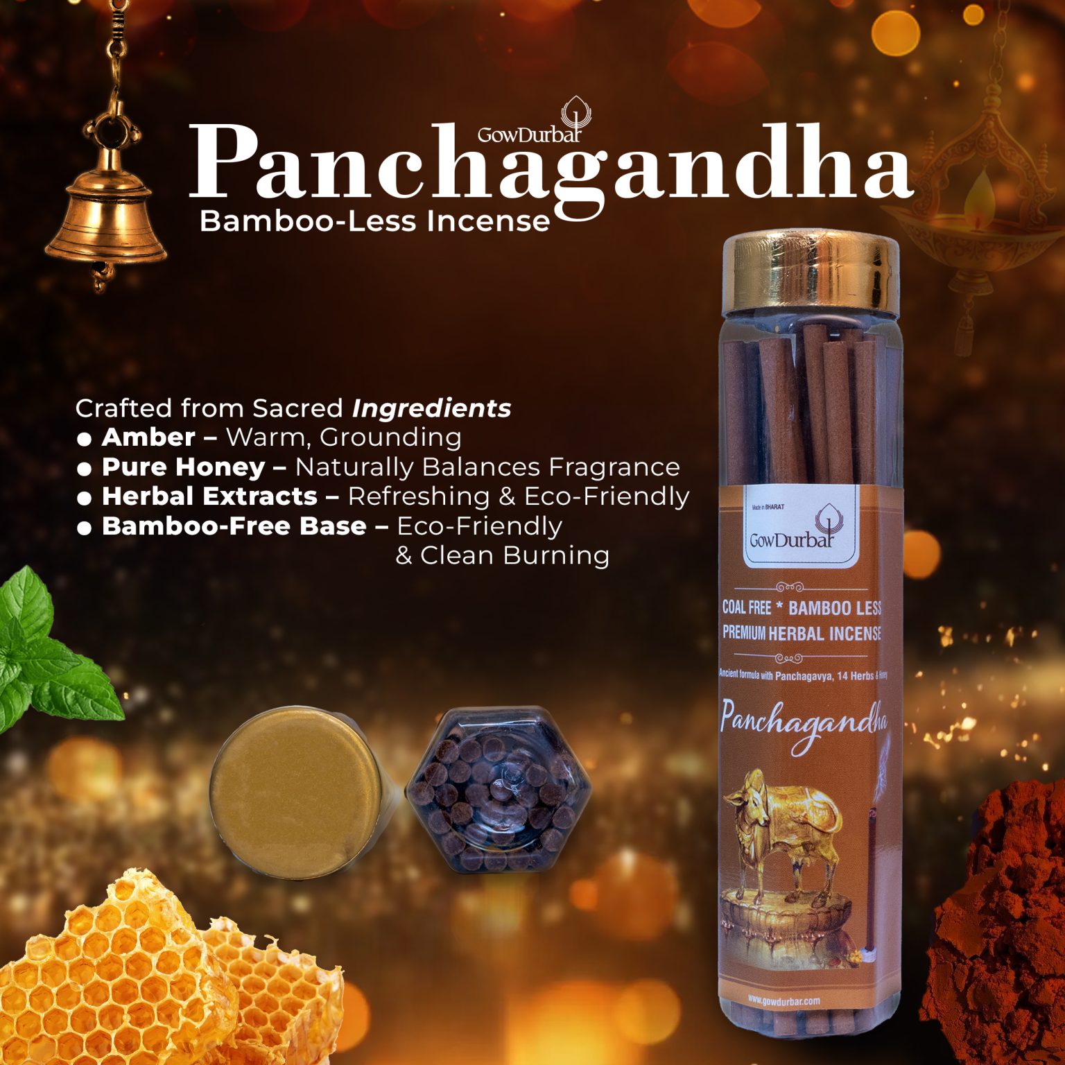 Panchagandha - Rejuvenating Bamboo Less Incense - Gowdurbar