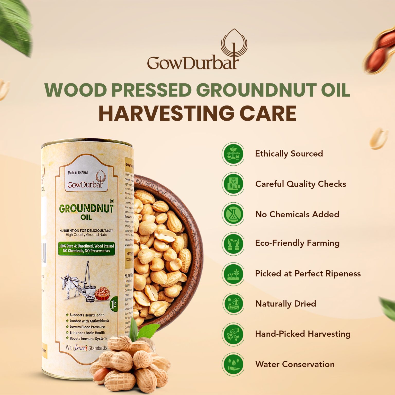 Wood Pressed Groundnut Oil - Gowdurbar