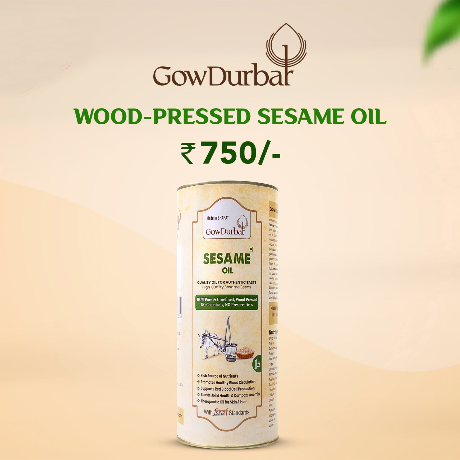Wood Pressed Sesame oil - Gowdurbar