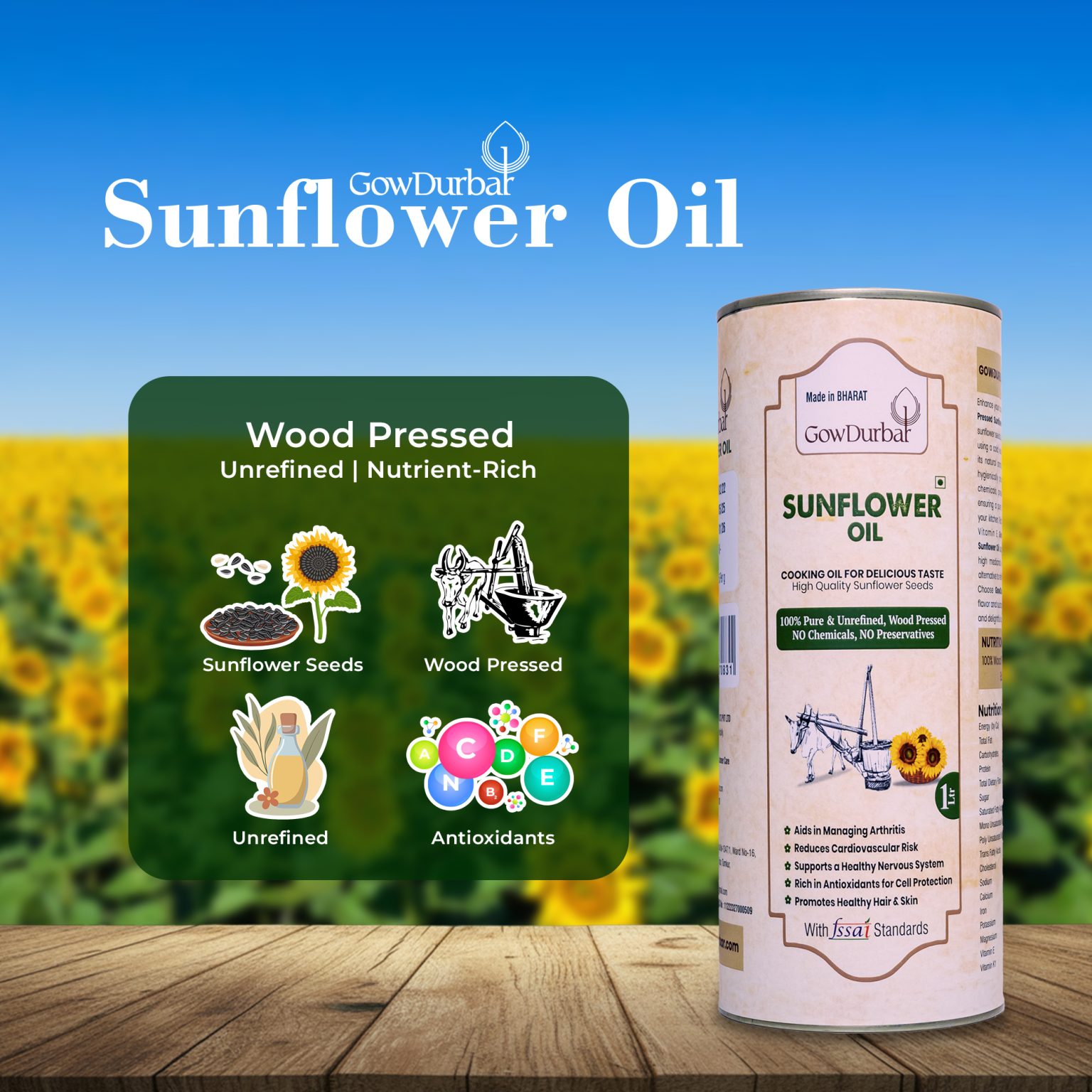 Wood Pressed Sunflower Oil - Gowdurbar